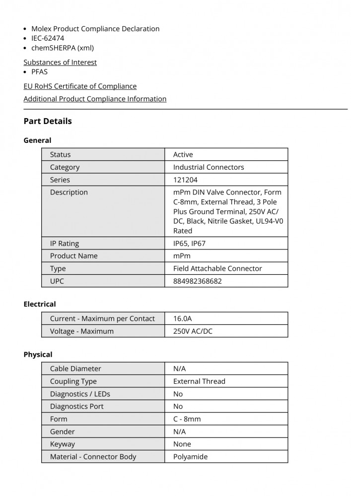 DIN valve connector specification preview, page 2