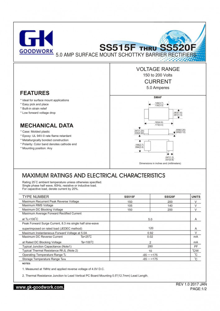 GOODWORK SS520F datasheet page 1