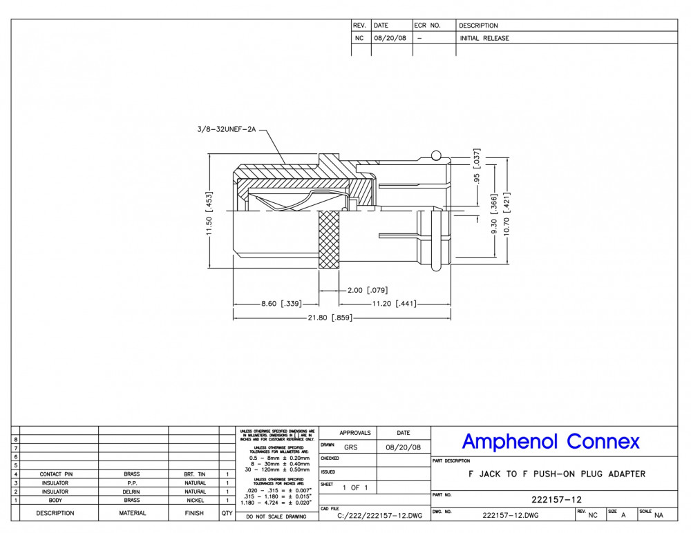 Amphenol 222157-12 engineering drawing