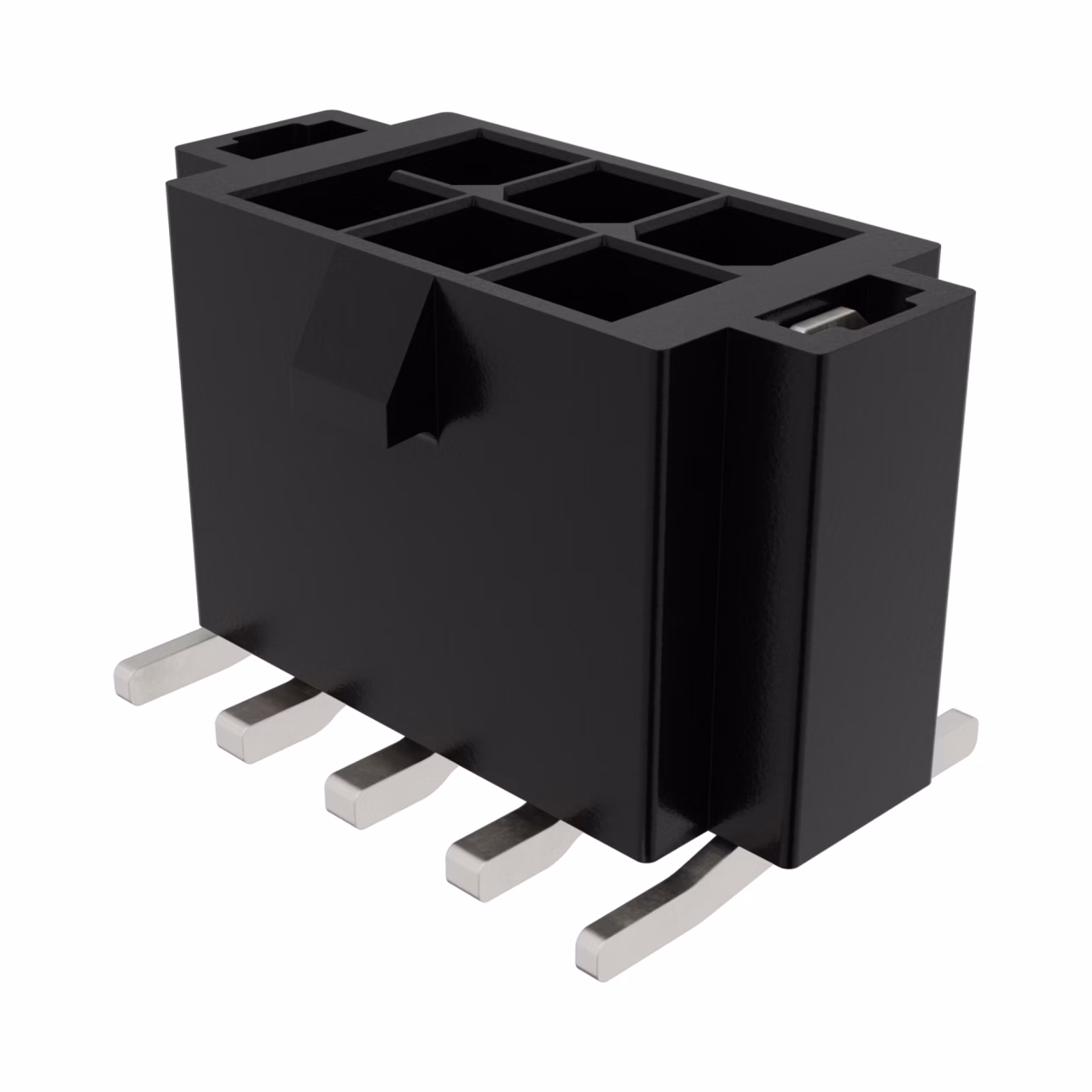 Mini-Fit Max Vertical Header, Dual Row, Surface Mount, 6 Circuits, Matte Tin (Sn) Plating, Black, Glow-Wire Capable, with Pick-and-Place Tape, Tape and Reel for sale