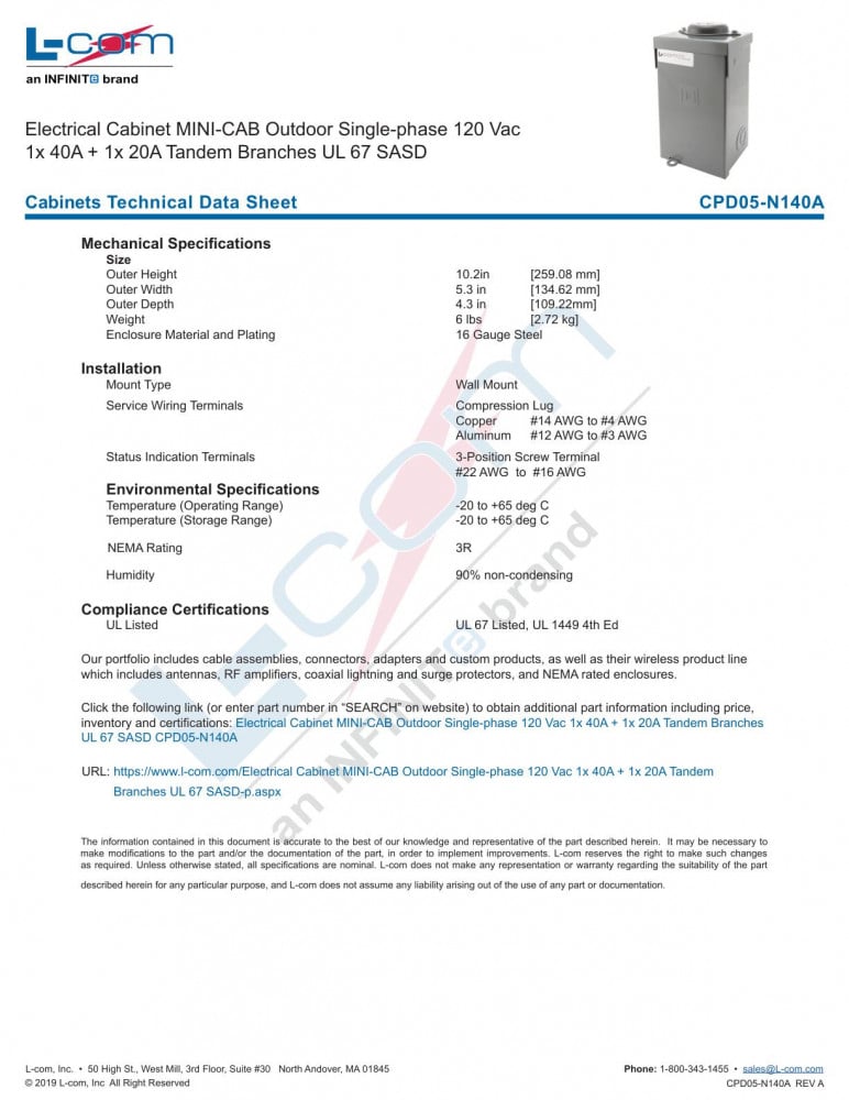 CPD05-N140A technical document page 2