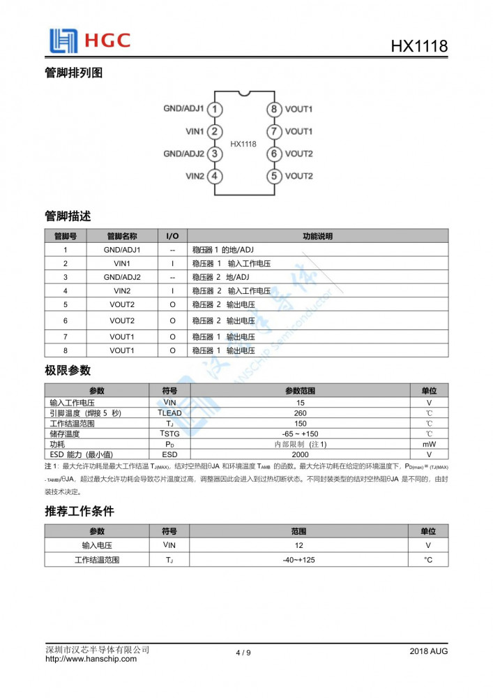 HX1118 datasheet page 4