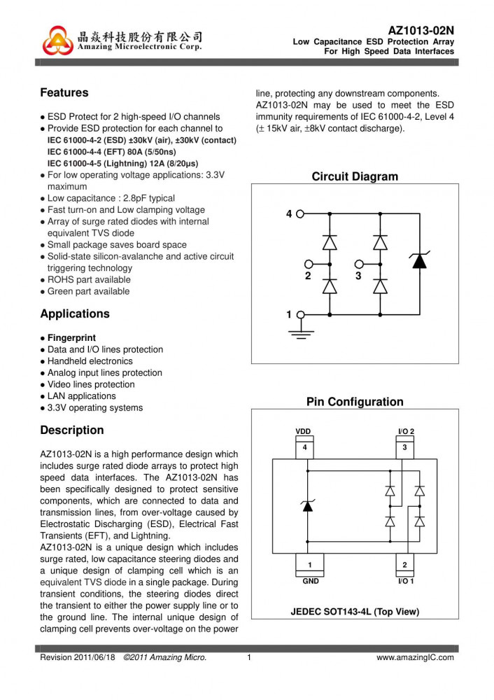 AZ1013-02N datasheet page 1