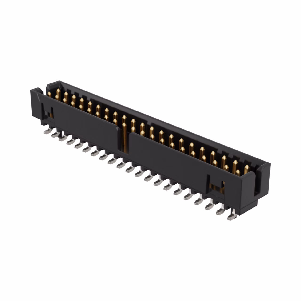 2.00mm Pitch, Milli-Grid PCB Header, Dual Row, Vertical, Surface Mount, Shrouded, 42 Circuits, 0.76µm Gold (Au) Plating, Dual Side Slots, Dual Friction Locks, Center Polarization, with Pegs, Tape and  Reel for sale