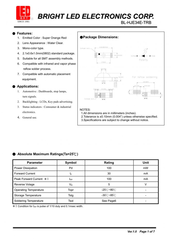 BL-HJE34E-TRB datasheet page 1