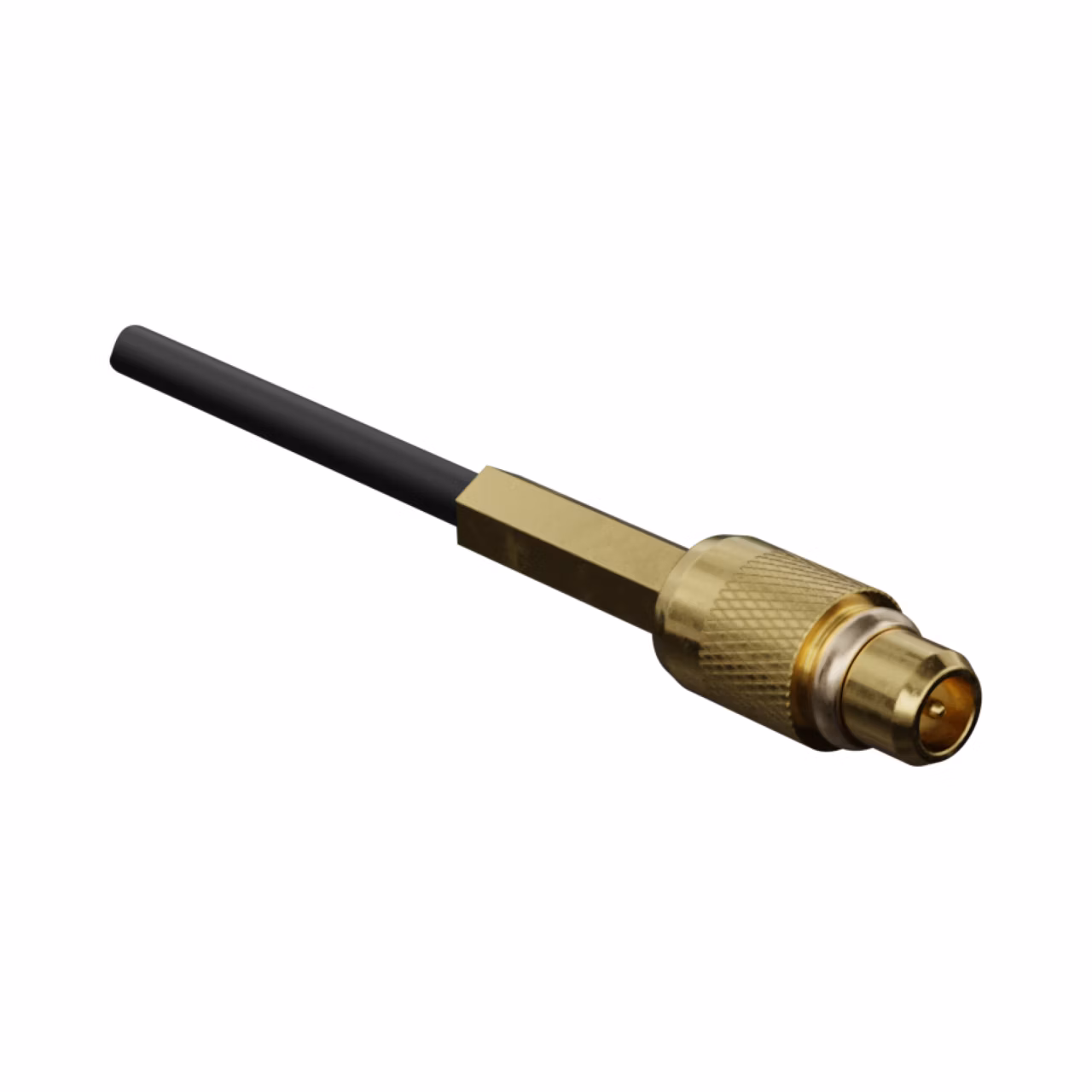 MMCX Plug, Straight, Crimp, 1.13mm Cable, Brass Body, Gold (Au) Plating, 50 Ohms for sale