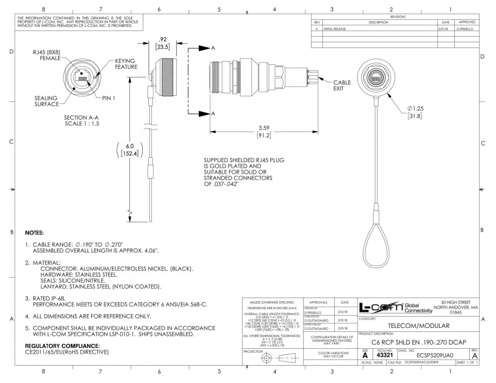 L-com ECSP5209UA0 technical drawing