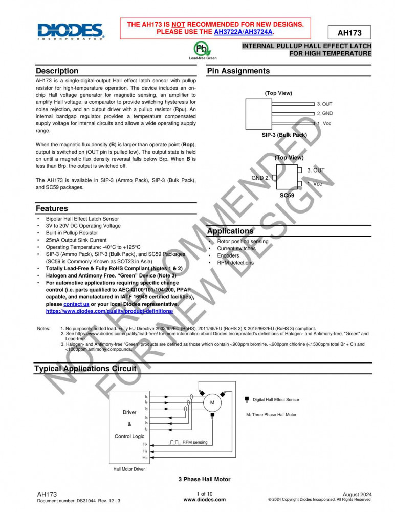 AH173 datasheet page 1