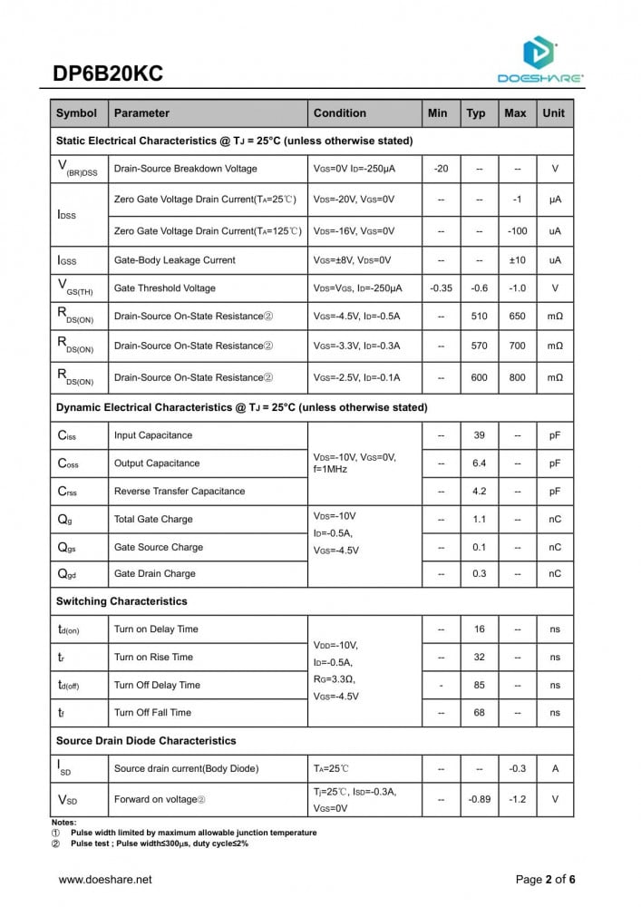 DP6B20KC datasheet page 2