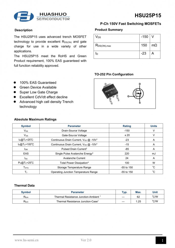 HSU25P15 datasheet page 1