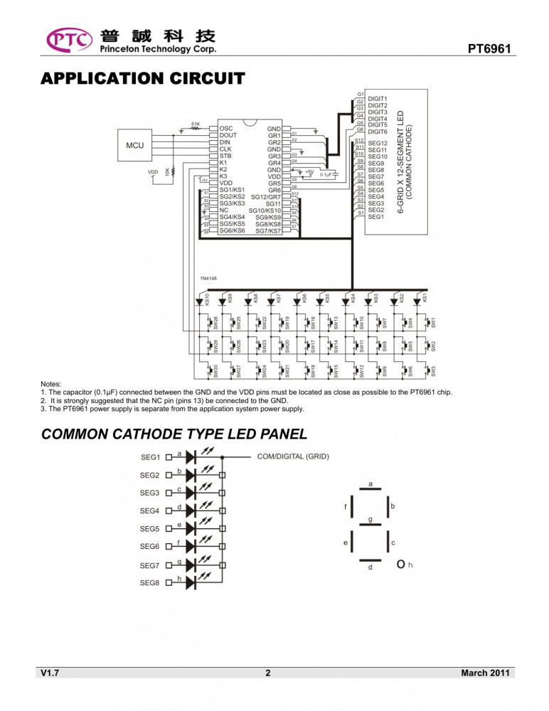PT6961 datasheet page 2