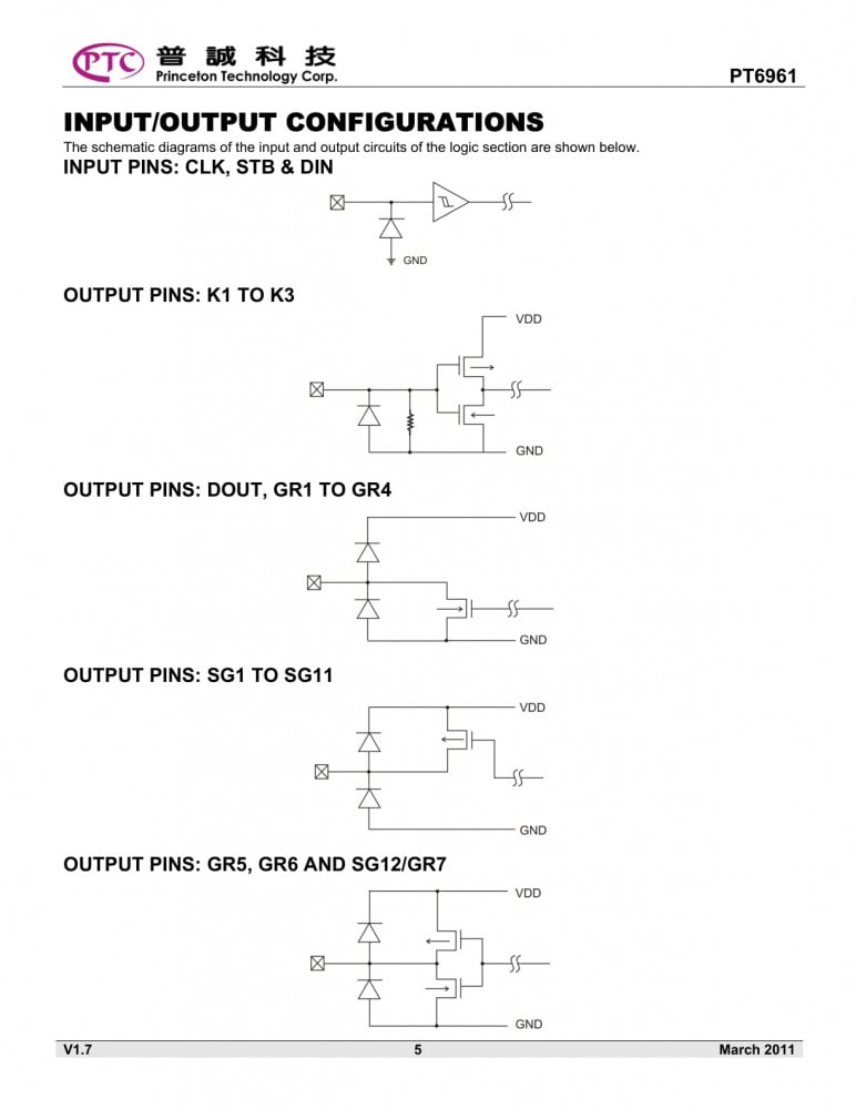 PT6961 datasheet page 5