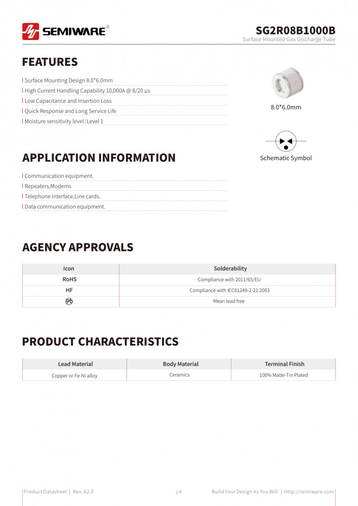 SG2R08B1000B datasheet page 1