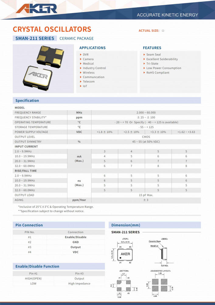 AKER SMAN-211 Series technical document page
