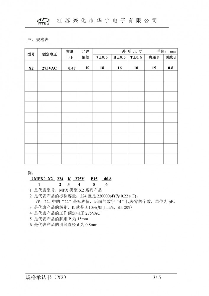HYDZ 275V/474 datasheet page 3