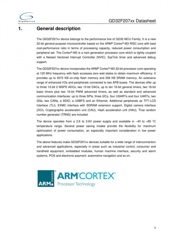 GD32F207xx datasheet page 7