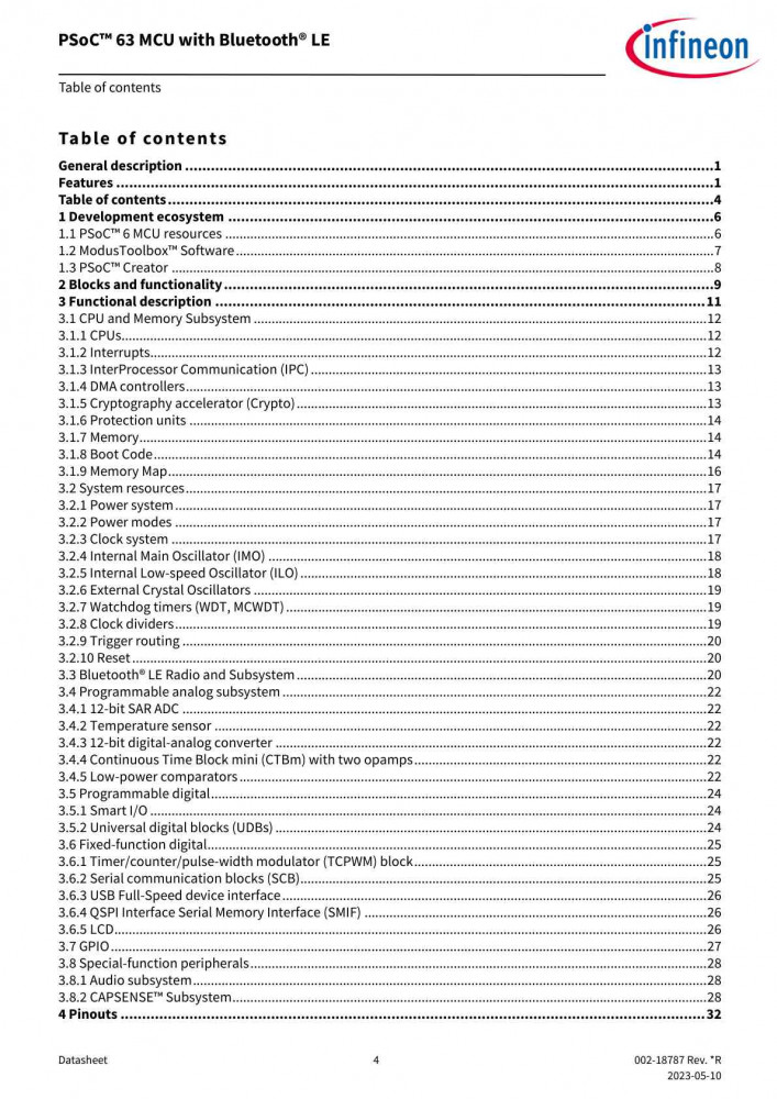 CY8C6347LQI-BLD52 datasheet page 4
