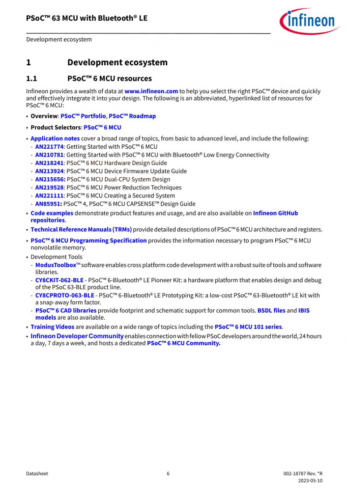 CY8C6347LQI-BLD52 datasheet page 6