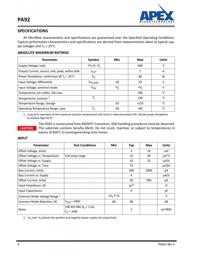 PA92EE datasheet page 4