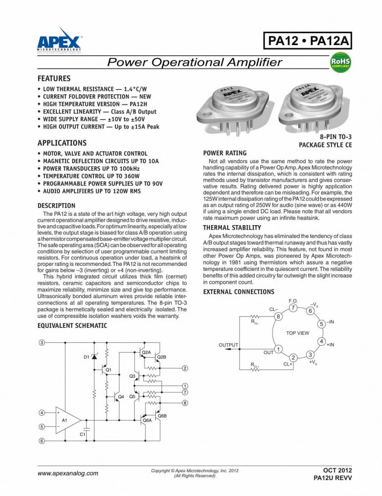 PA12H datasheet page 1