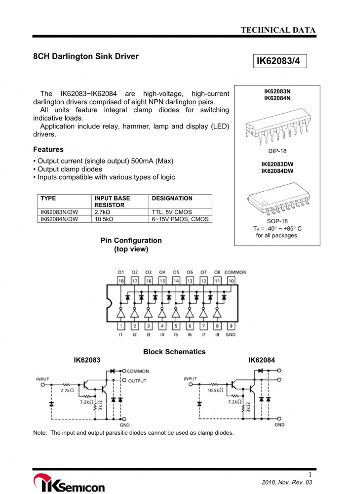 IK62083N datasheet page 1