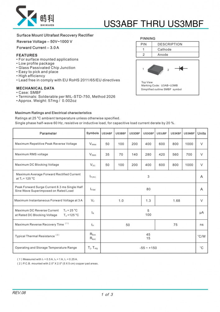 US3JBF datasheet page 1