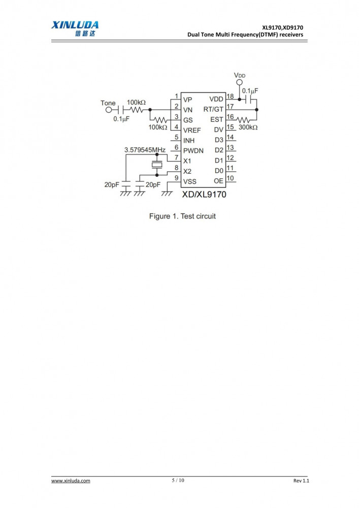 XL9170 datasheet page 5