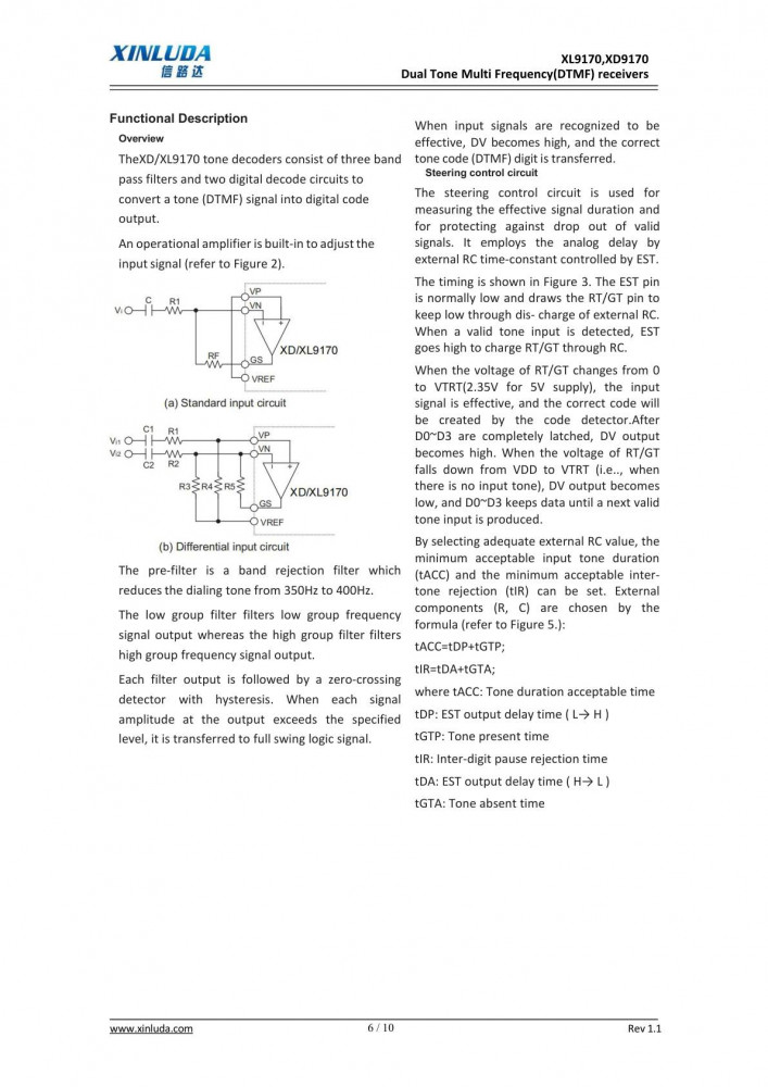 XL9170 datasheet page 6