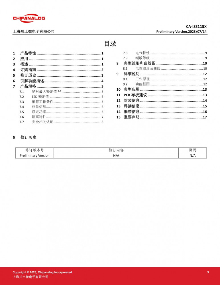 CA-IS3115AW datasheet page 3