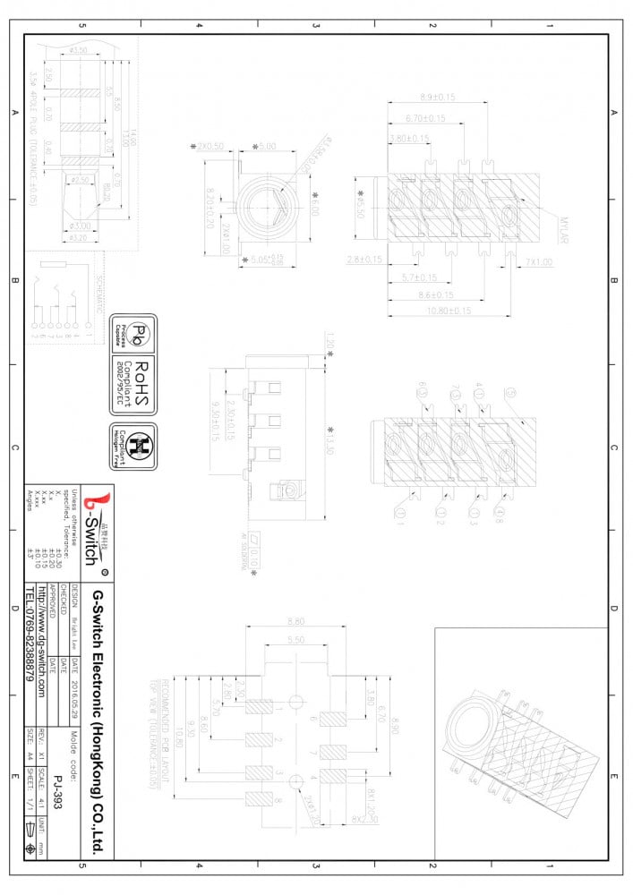 G-Switch PJ-393 technical document page