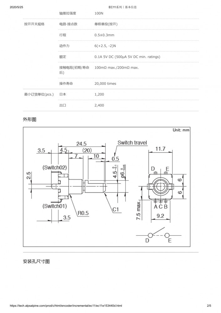 EC11E153440D technical document page 2