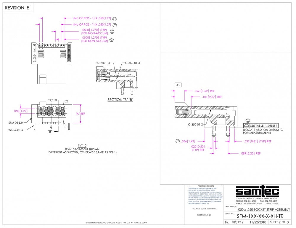Samtec SFM-115-02-S-DH-TR technical drawing page 2