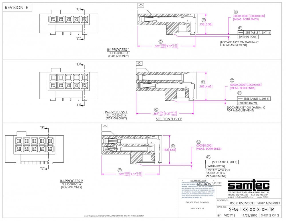Samtec SFM-115-02-S-DH-TR technical drawing page 3