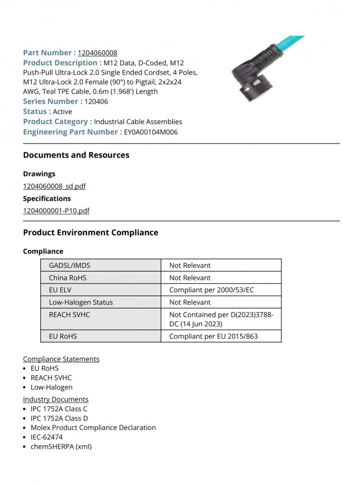 Molex UL 2.0 product specification page 1