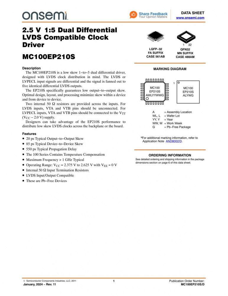 MC100EP210S datasheet page 1