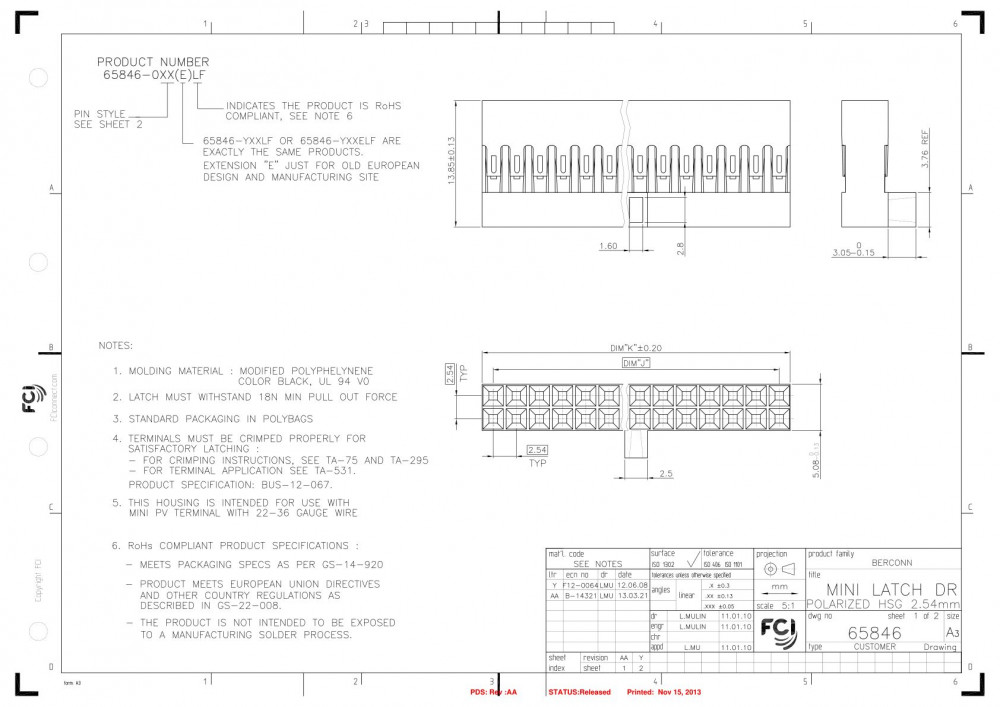 Amphenol 65846 drawing page 1