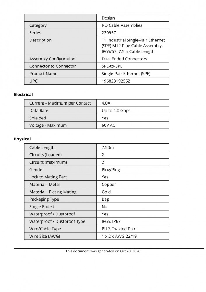Technical document image for MOLEX 2209570121, page 2