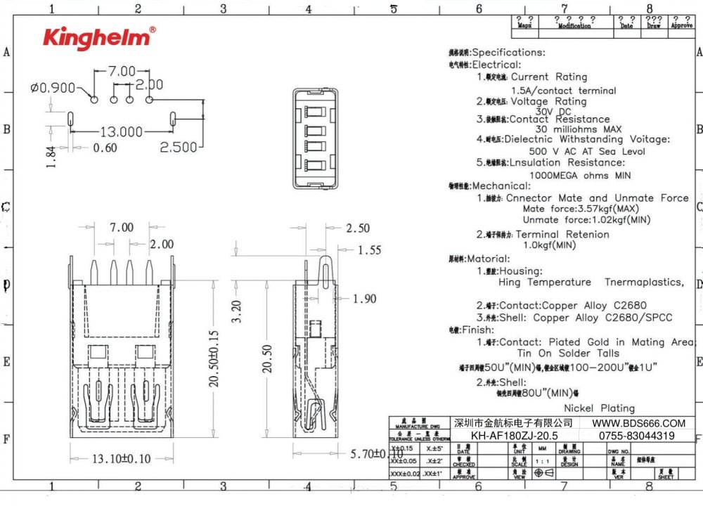 KH-AF180ZJ-20.5 manufacturer drawing
