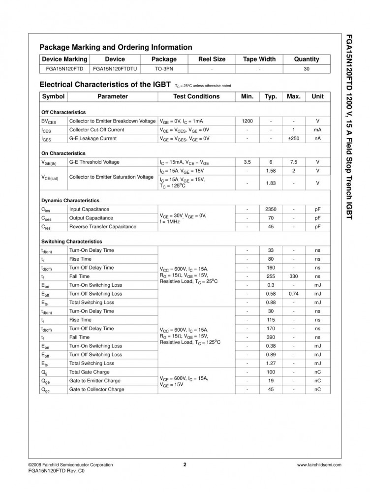 FGA15N120FTDTU datasheet page 2