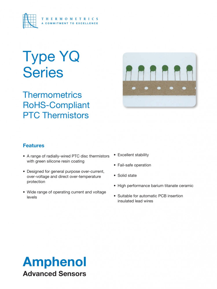 Type YQ thermistor technical document, page 1