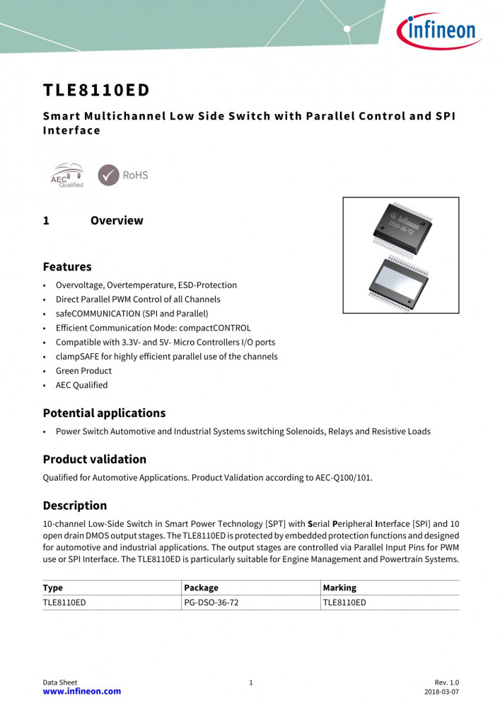 TLE8110ED datasheet page 1
