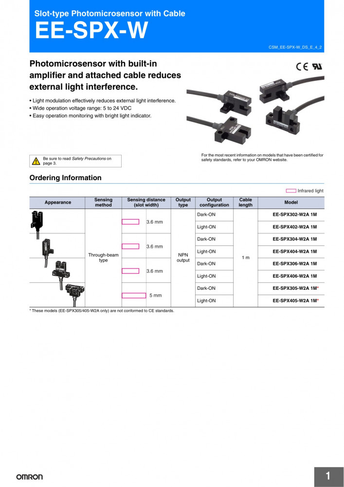 OMRON EE-SPX306-W2A datasheet page 1