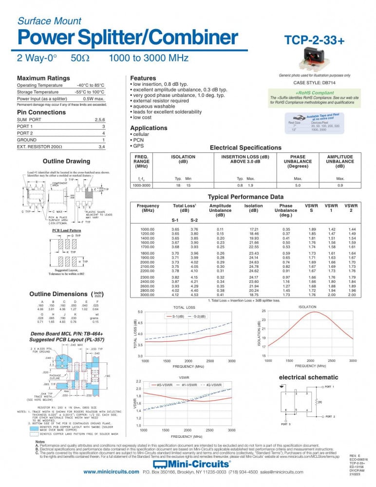 TCP-2-33+ technical document page