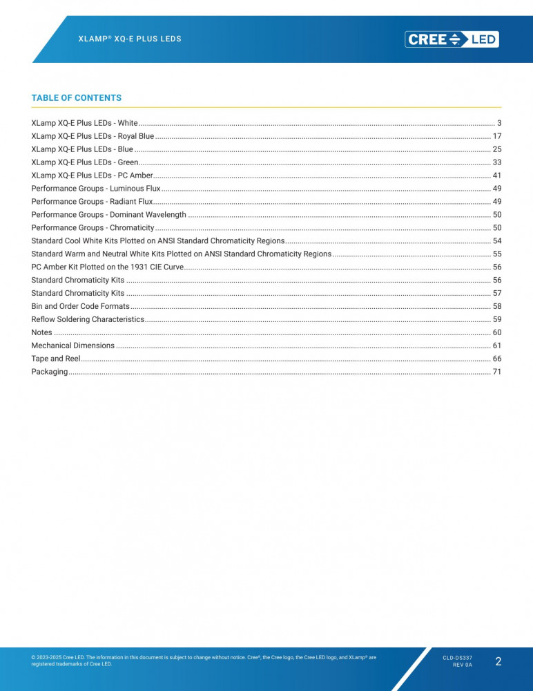 XQ-E Plus datasheet page 2