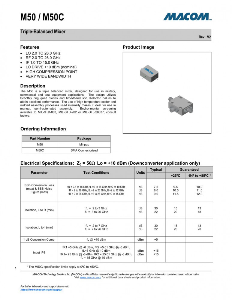 MACOM M50 technical document page 1