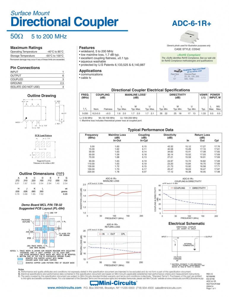 ADC-6-1R+ technical document page