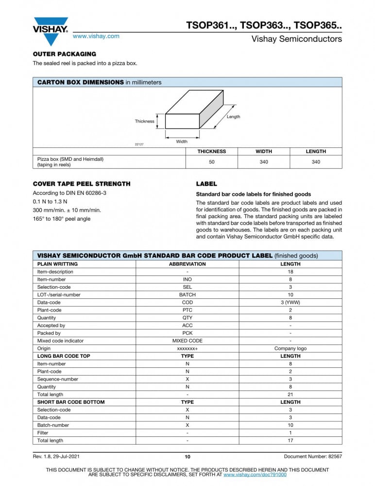 Vishay TSOP36338TT datasheet page 10