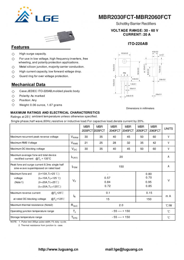 MBRF2060CT datasheet page 1