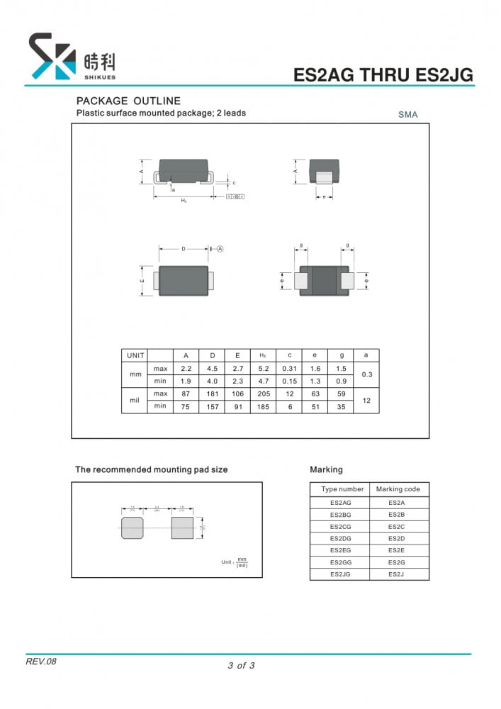 ES2DG datasheet page 3