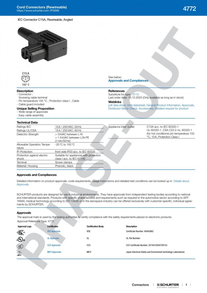 SCHURTER 4772.0210 datasheet page 1